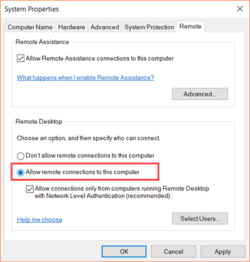 Enable and Use Remote Desktop Connection in Windows 10