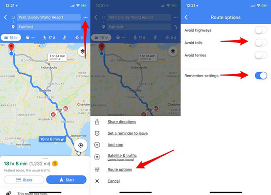  How To Avoid Tolls On Google Maps Android 